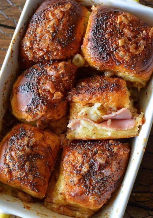 Baked Mustard, Ham & Cheese Sliders | Best Hawaiian Rolls Slider Recipe