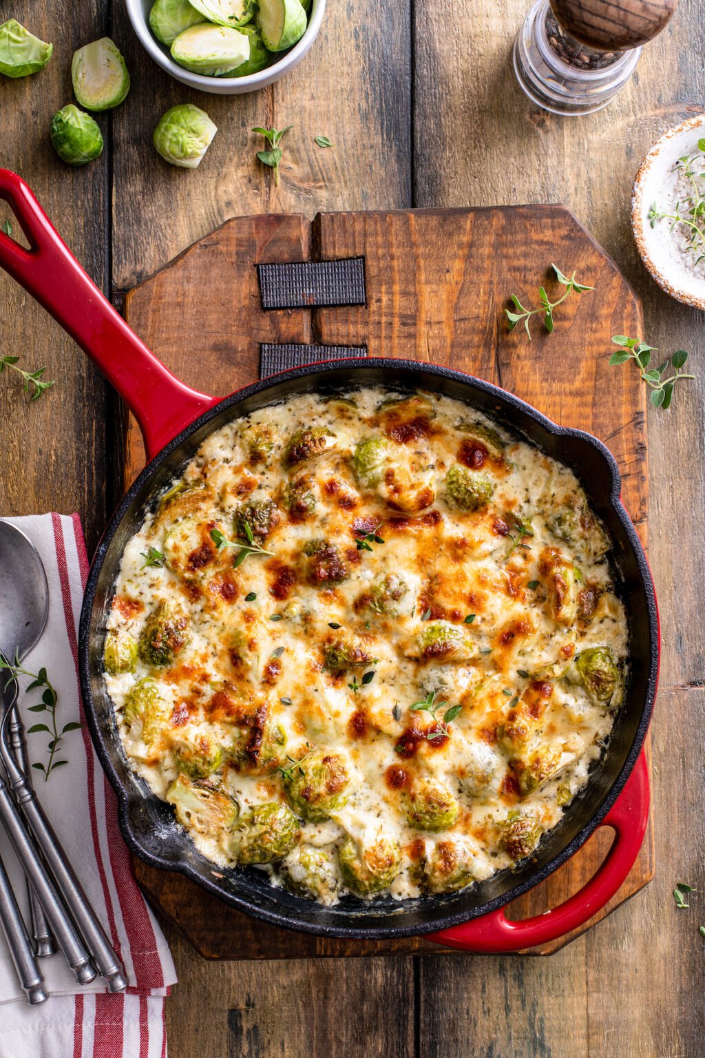 Cheesy Brussel Sprout Casserole (Easy + Low Carb)