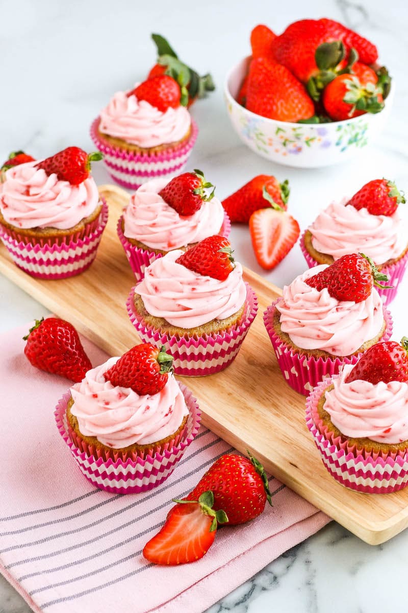 Strawberry Cupcakes with Strawberry Buttercream Frosting