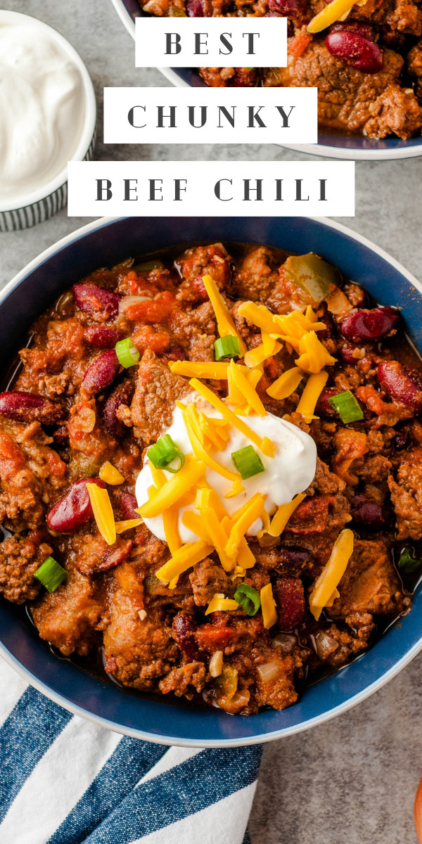 Chunky Chili Recipe with Ground Beef + Stew Beef | The Novice Chef