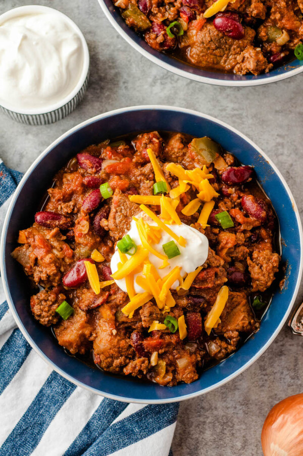Chunky Chili Recipe with Ground Beef + Stew Beef | The Novice Chef