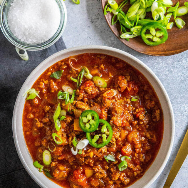 Chunky Chili Recipe with Ground Beef + Stew Beef | The Novice Chef