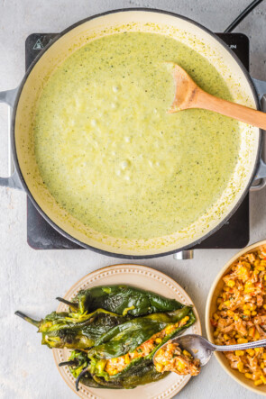 Chile Rellenos in Cream Sauce Recipe (Rajas Con Crema)