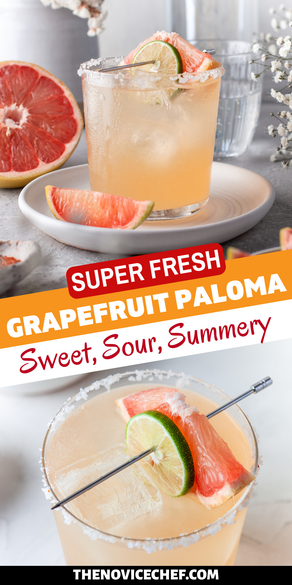 Classic Grapefruit Paloma Cocktail Recipe | The Novice Chef