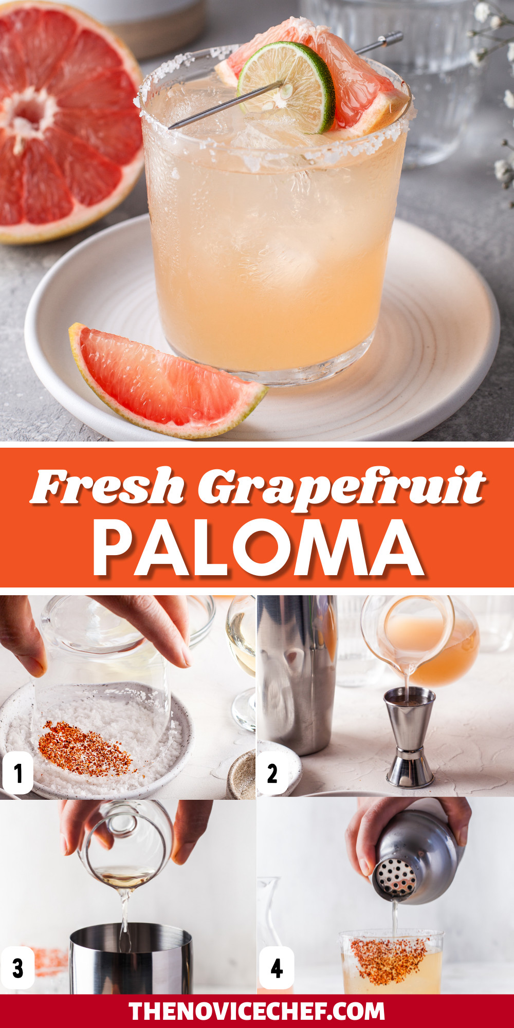 Classic Grapefruit Paloma Cocktail Recipe | The Novice Chef