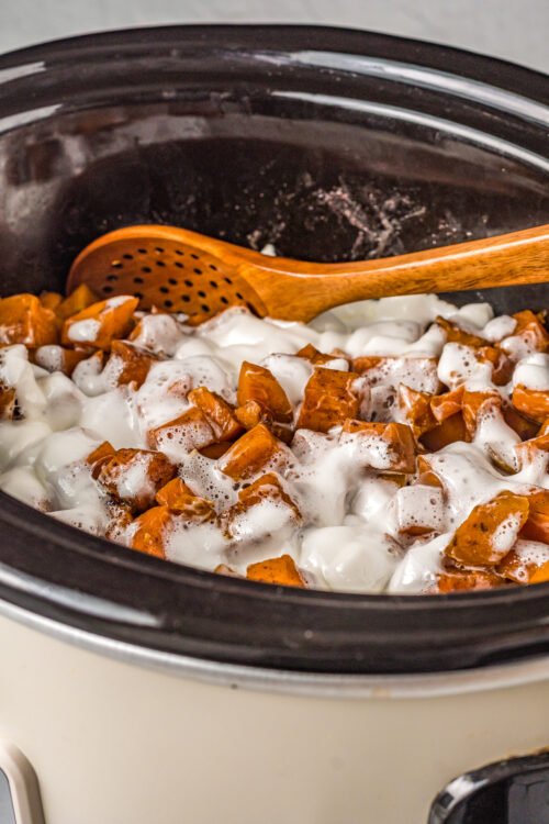 Crockpot Sweet Potatoes with Marshmallows | The Novice Chef