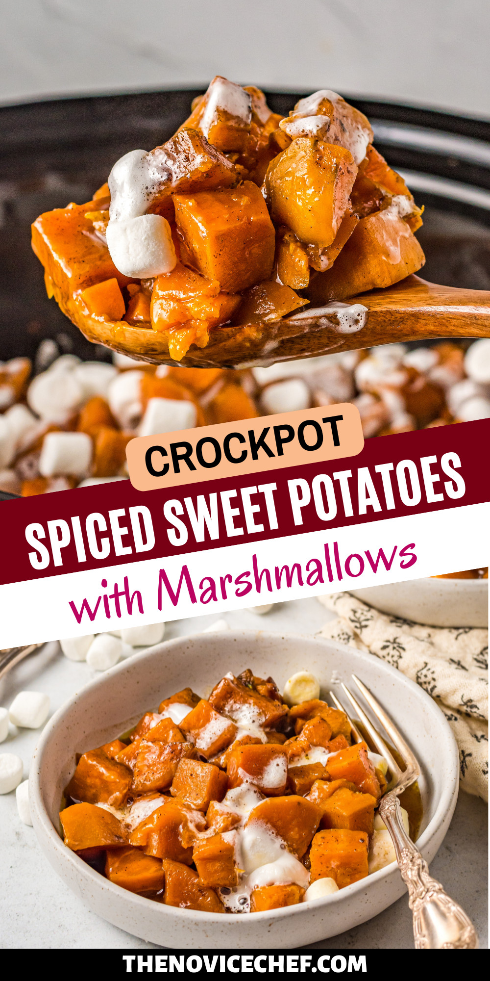 Crockpot Sweet Potatoes with Marshmallows | The Novice Chef