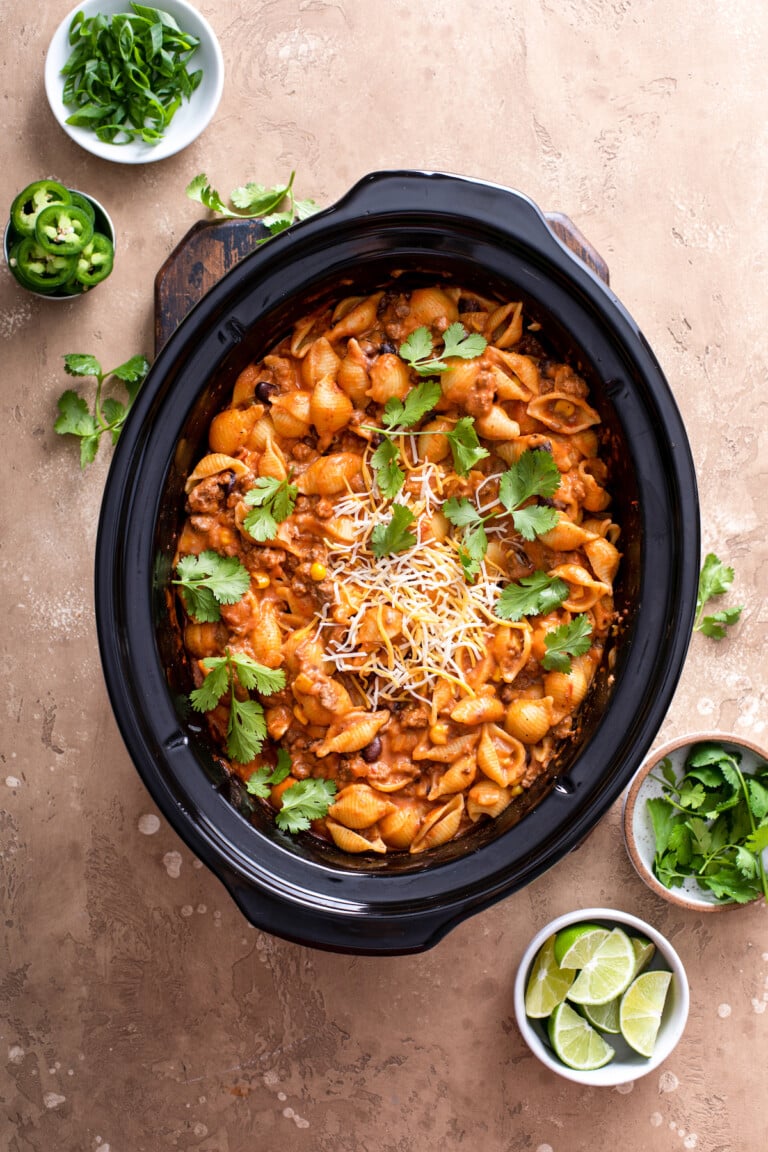 Slow Cooker Cheesy Taco Pasta | The Novice Chef