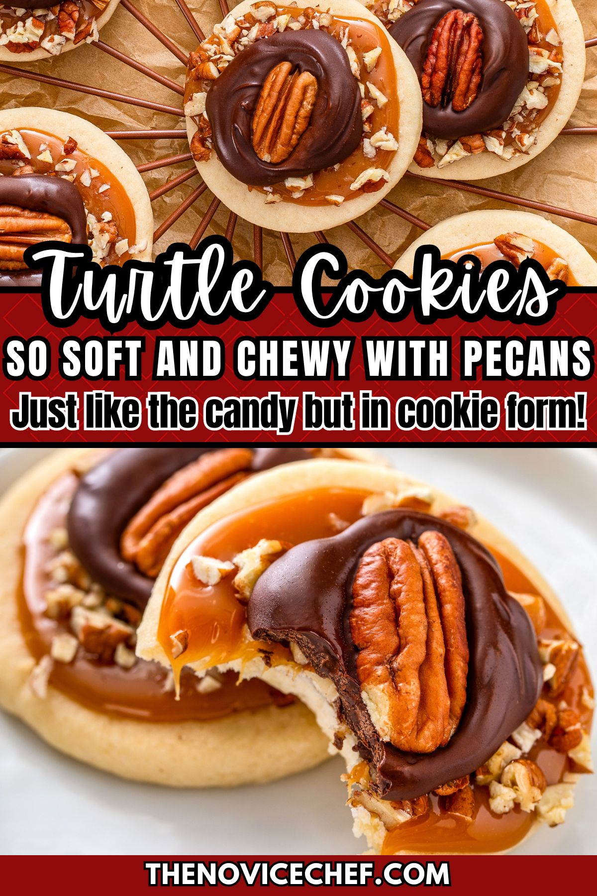 Chewy Turtle Cookies | The Novice Chef